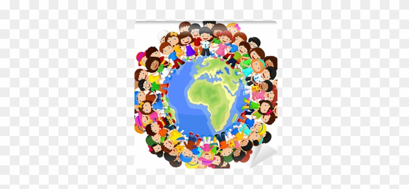 Multicultural Children On Planet Earth Wall Mural • - Becoming A ...