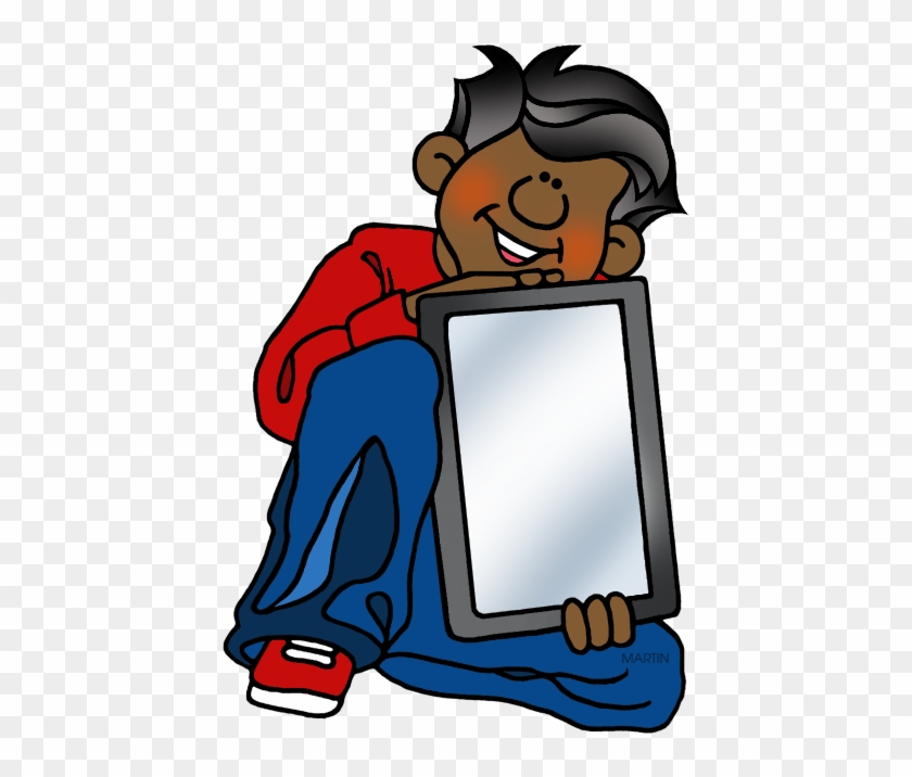 Boy With Tablet - Cartoon - Full Size PNG Clipart Images Download