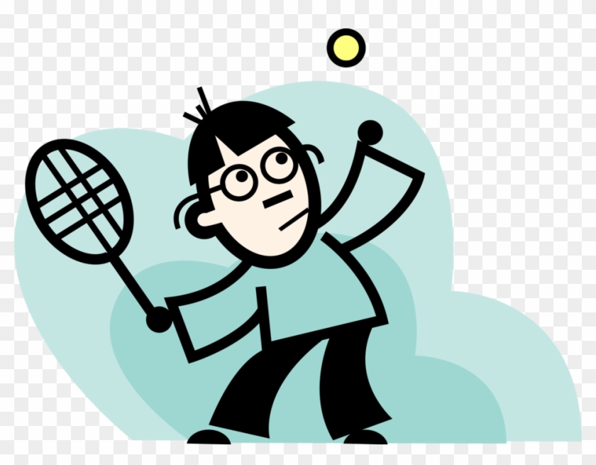 Vector Illustration Of Tennis Player Serves Ball In - Vector ...