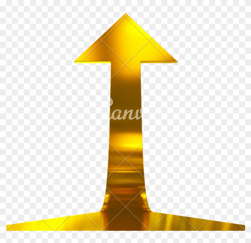Arrow 3d Golden Pointing Upwards Isolated On White - Cross - Full Size ...