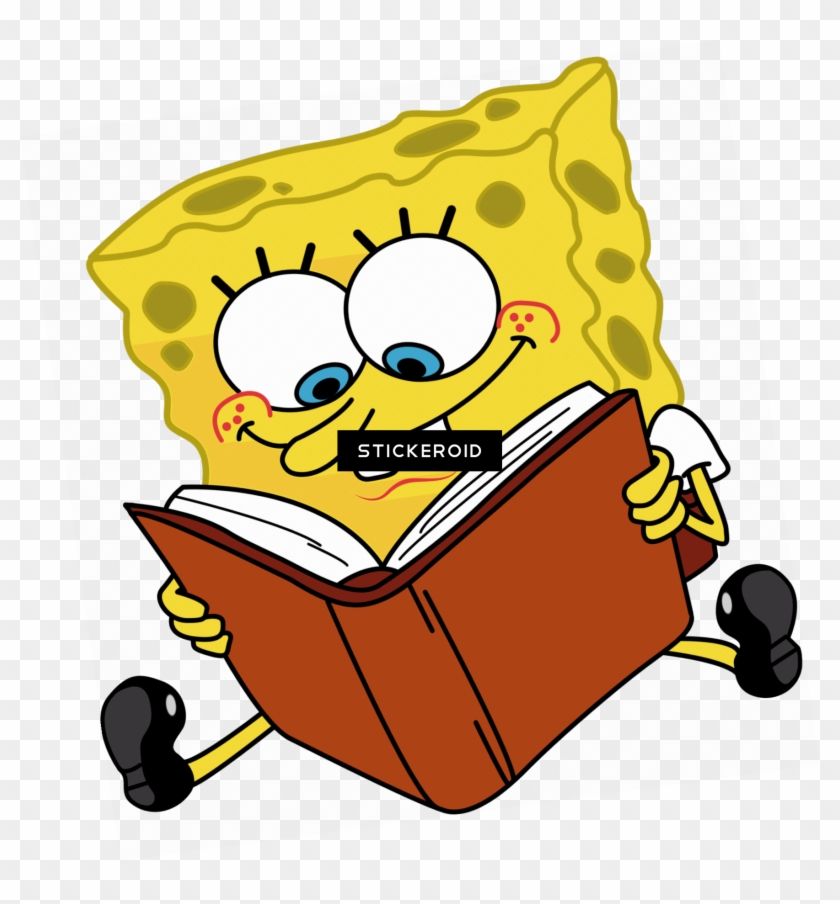 Sponge Bob - Cartoon Spongebob Reading A Book - Full Size PNG Clipart ...