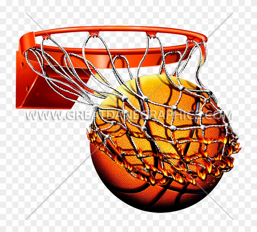 Flaming Basketball With Net - Basketball In Net Png - Full Size PNG ...