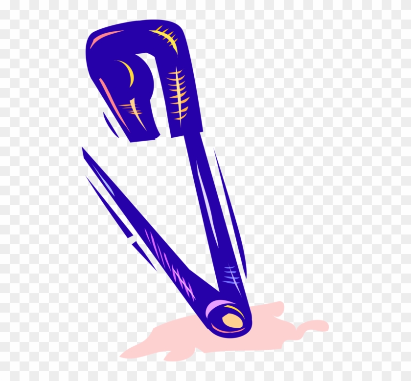 Vector Illustration Of Safety Pin Device Fastens Objects - Vector ...