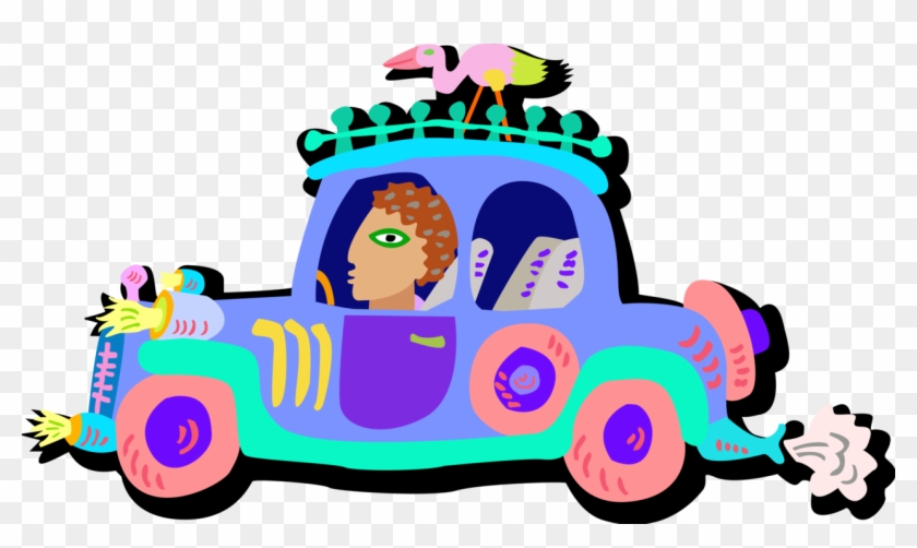 Vector Illustration Of Motorist Driving Colorfully - Vector ...