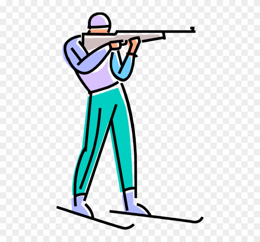 Vector Illustration Of Biathlon Winter Sport Combines - Biathlon ...