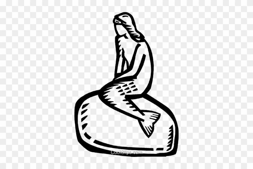 Mermaids Royalty Free Vector Clip Art Illustration - Line Art - Full ...