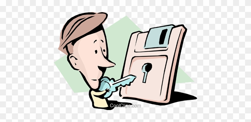 Cartoon Man With Key And Diskette Royalty Free Vector - Cartoon Man ...