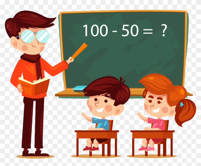 Student Teacher Learning Addition Classroom - Teacher Classroom Cartoon ...
