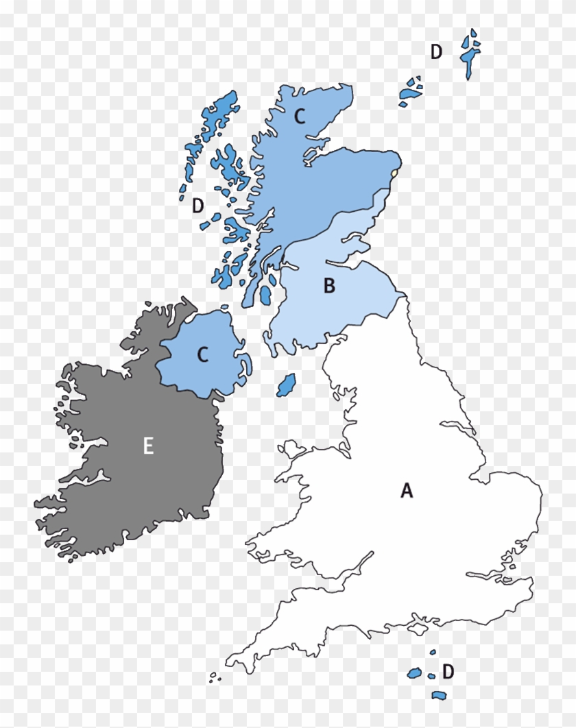 Uk Post Zone Map - Uk Zones 1 3 - Full Size PNG Clipart Images Download