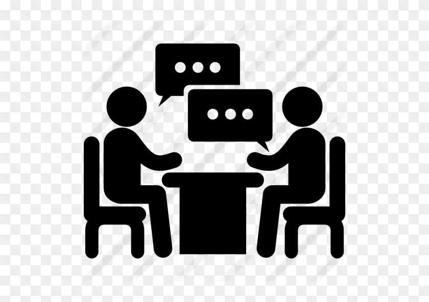 Men Couple Sitting On A Table Talking About Business - Two People ...