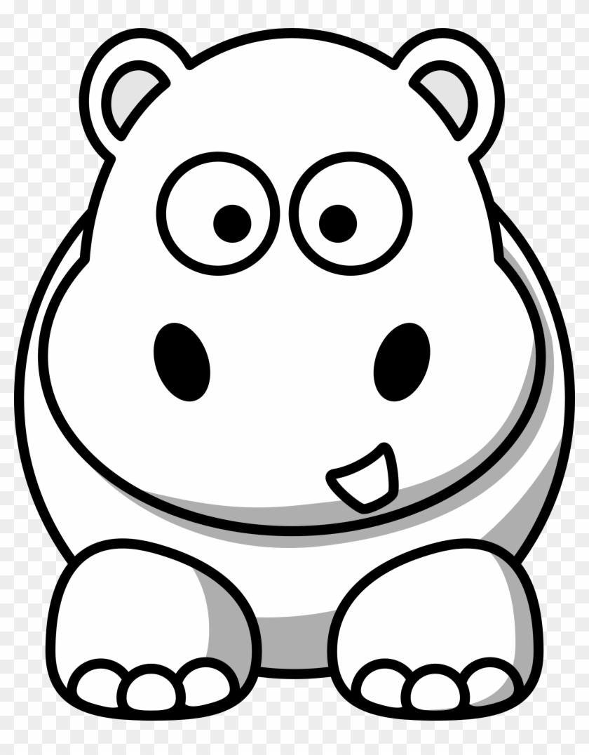 Hippo Clip Art Black And White - Clipart Animals Black And White - Full ...