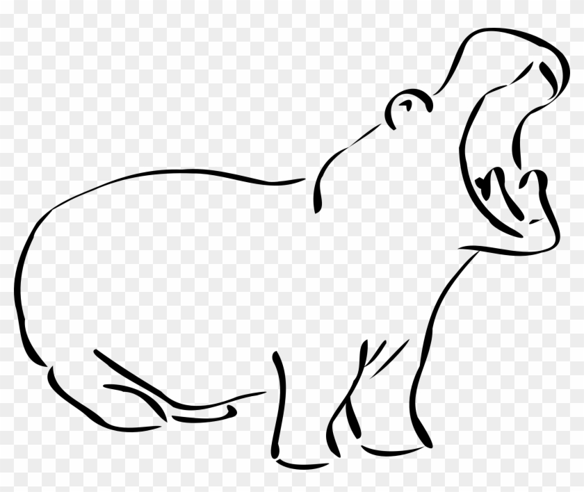 Outline Of A Hippo - Full Size PNG Clipart Images Download