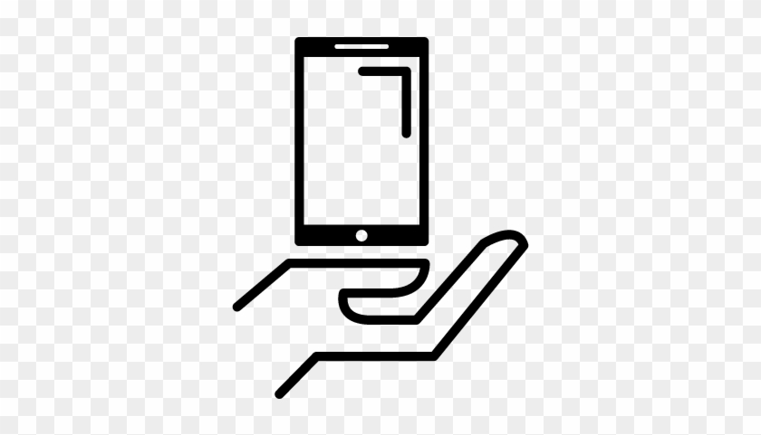 Open Hand Outline Holding Cellphone Vector - Hand Holding Phone Vector ...