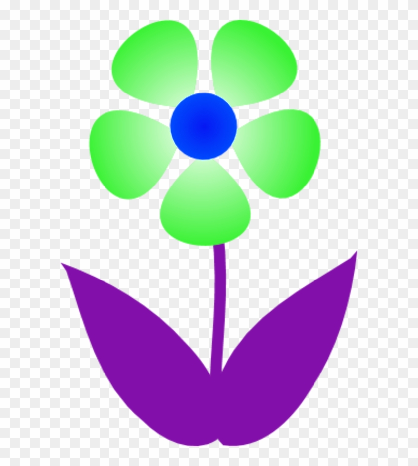Flower Simple And Colorful With Two Leaves - Flower - Full Size PNG ...