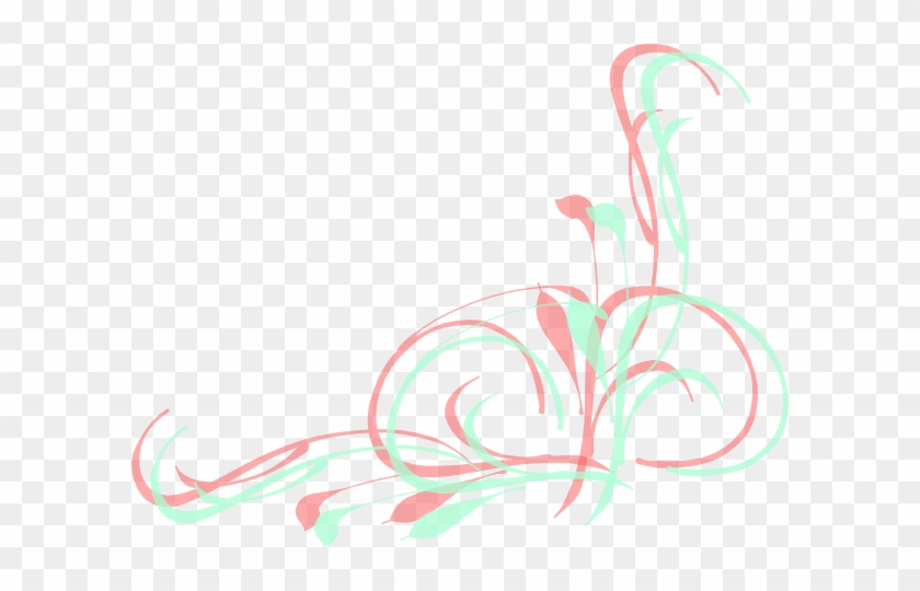 Mint Green And Coral Swirl Clip Art - Coral Mint Flower Clip Art - Full ...