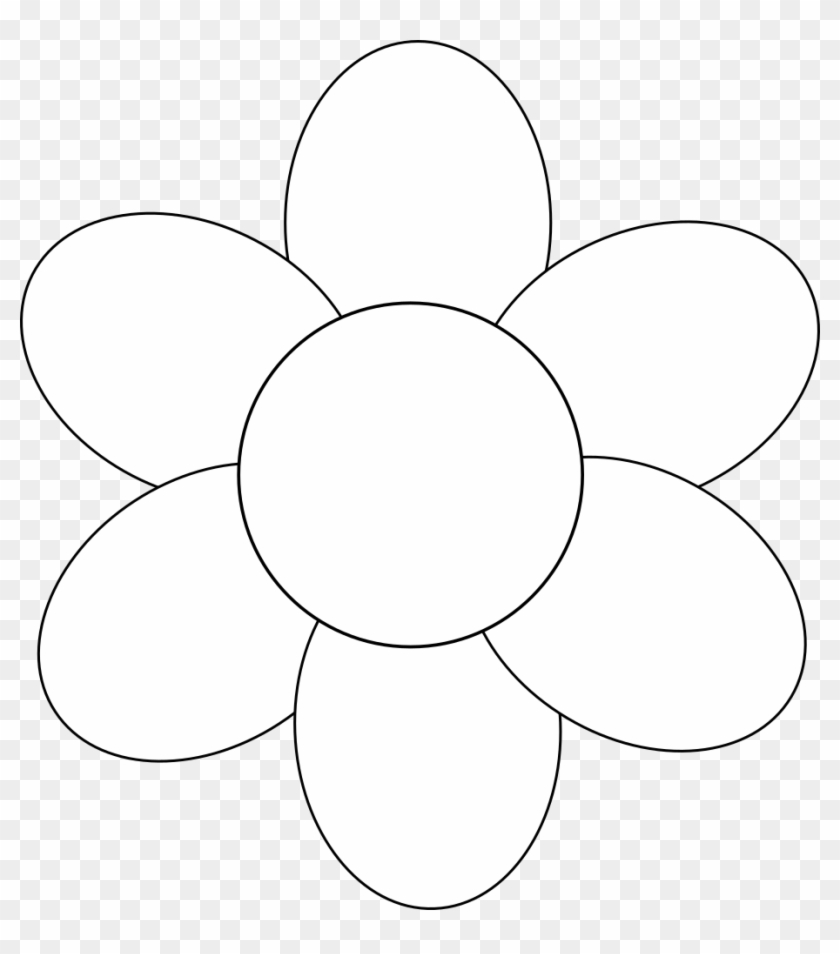 Flower Six Petals Black Outline Flower Template Clip Art Flower Outline 