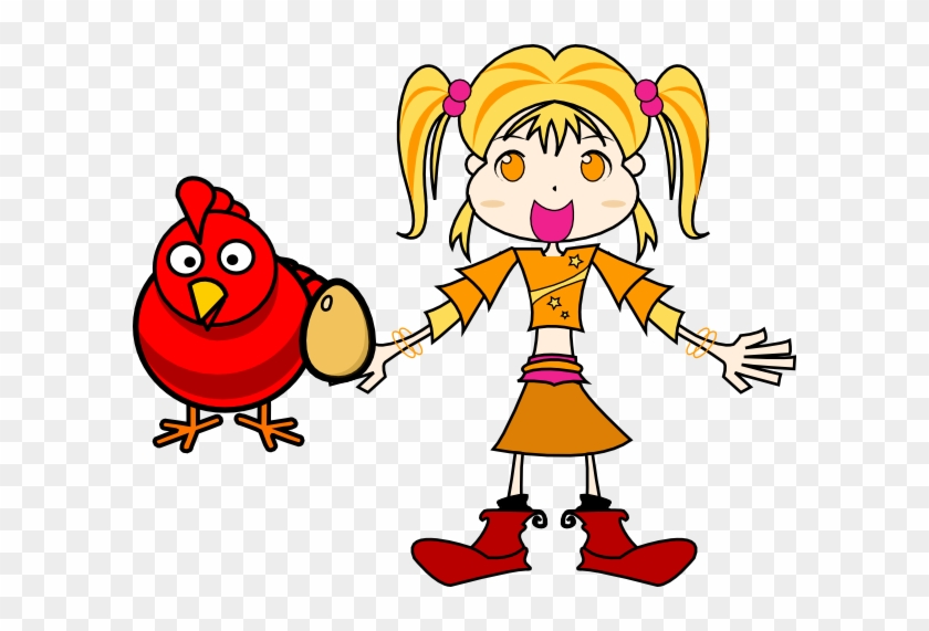 Girl With A Red Hen Clipart - Full Size PNG Clipart Images Download
