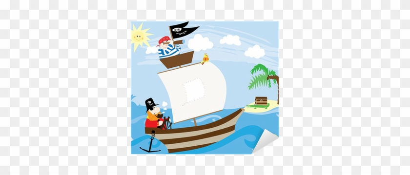 Pirate Ship And Island With Treasure - Pirate - Full Size PNG Clipart ...