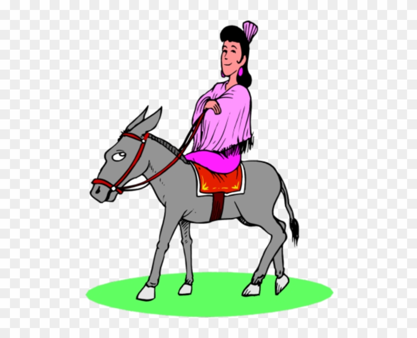 Woman Riding Donkey Image - Riding A Donkey Cartoon - Full Size PNG ...