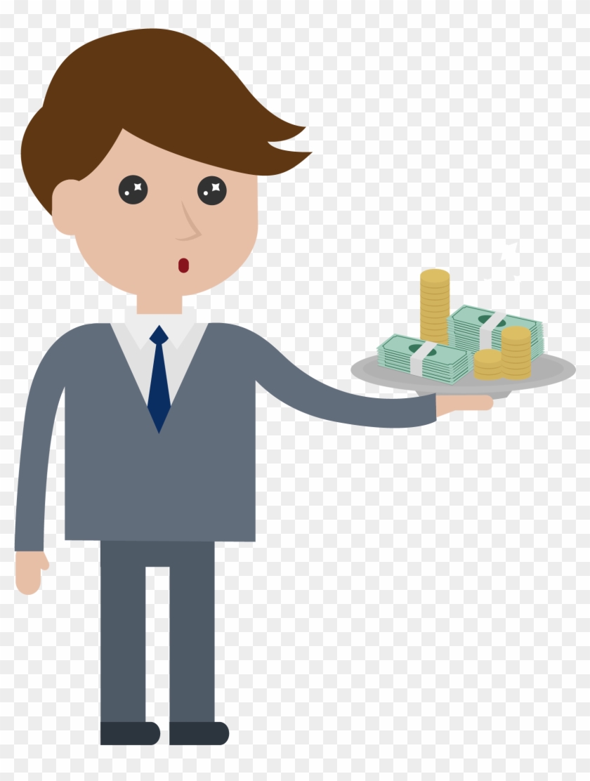 Vector Color Cartoon Man Holding The Dollar - Vector Color Cartoon Man ...