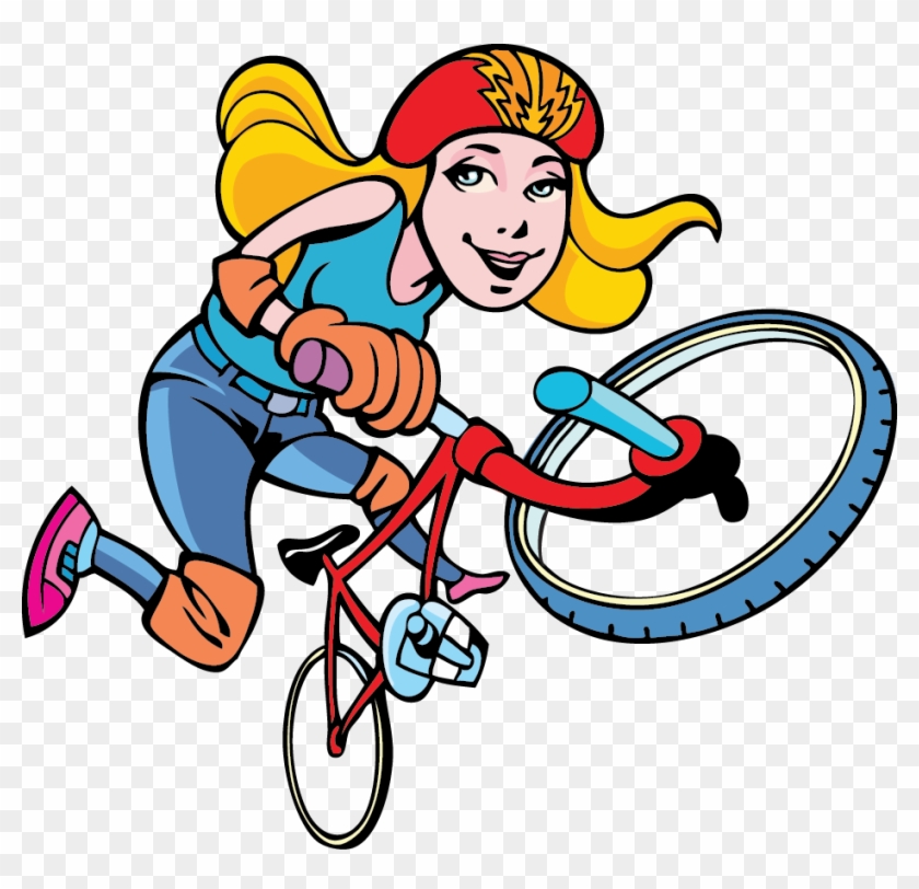 Girl Biking Team Cartoon - Full Size PNG Clipart Images Download
