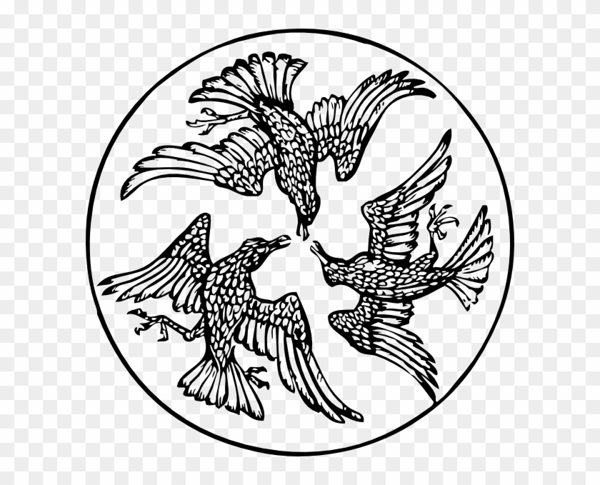 Free Vector Three Birds In A Circle Clip Art - Crows In A Circle - Full ...