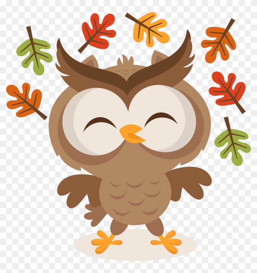 Mkc Owlplayinginleaves Svg - Owl Fall Clip Art - Full Size PNG Clipart ...