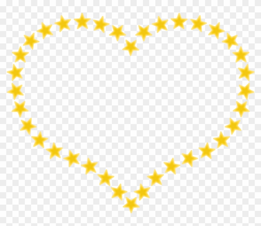 Heart Shaped Border With Yellow Stars - Star Heart Png - Full Size PNG ...