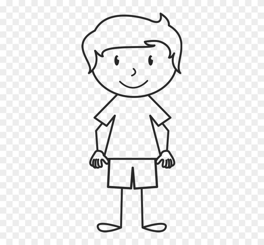 Boy With Solid Shirt Rubber Stamp - Stick Figure With Glasses - Full ...