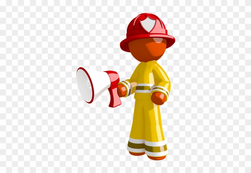 Orange Man Firefighter Holding Megaphone - Firefighter - Full Size PNG ...