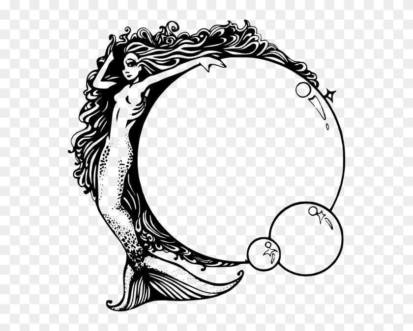 Black And White Vector Mermaid - Full Size PNG Clipart Images Download