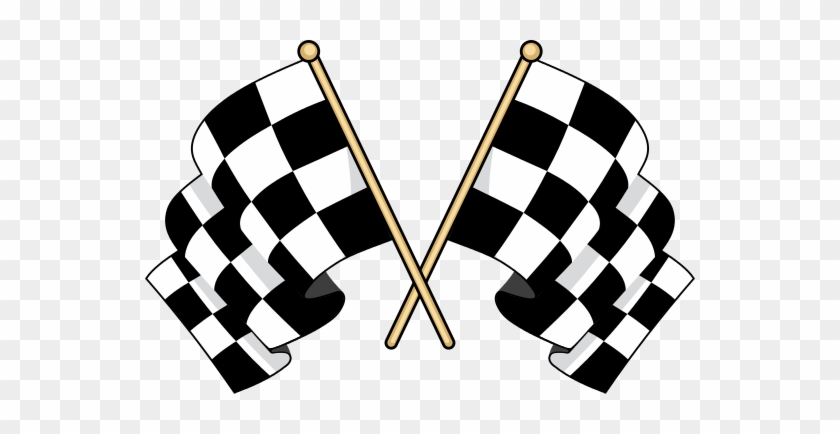 Crossed Checkered Flags Waving In The Wind - Illustration - Full Size ...