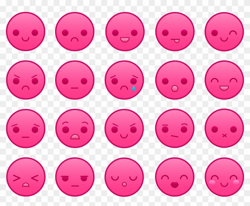 Pink Emoticons Set - Vector Graphics - Full Size PNG Clipart Images ...