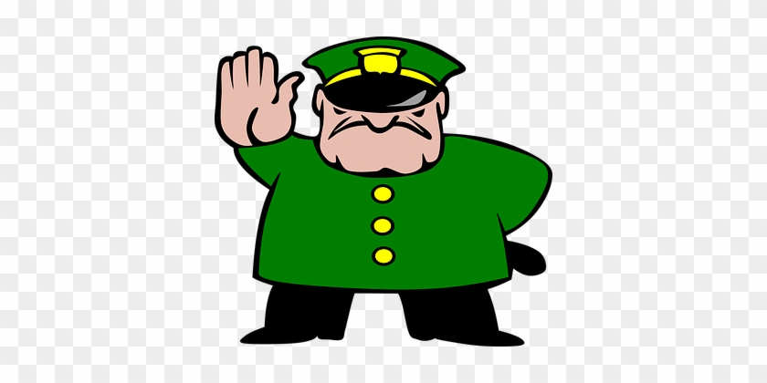 Police Man Stop Strict Stick Angry Hat Gre - Stop Clipart - Full Size ...