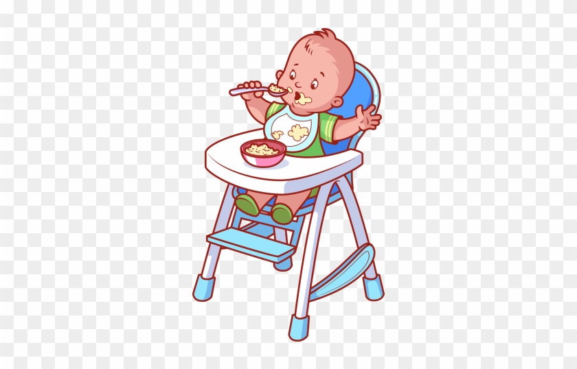 Clipart Mama Yiyen Bebek - Cartoon Baby In High Chair - Full Size PNG ...