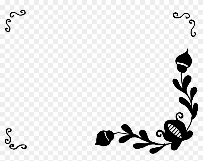 Flower Drawing Clip Art - Flower Frame Black And White Png - Full Size ...