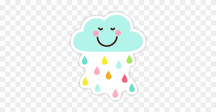 Cool Rain Drops Clip Art Cute Happy Cloud With Colorful - Happy Cloud ...