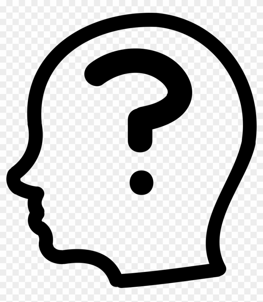 Question Mark Inside A Bald Male Side Head Outline - White Question ...