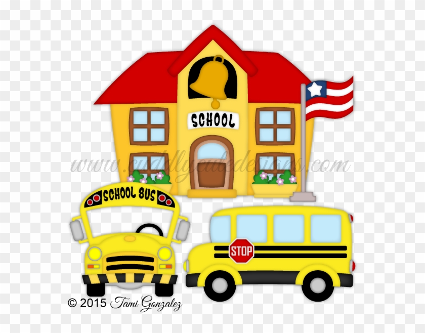 School And School Bus - School And School Bus - Full Size PNG Clipart ...