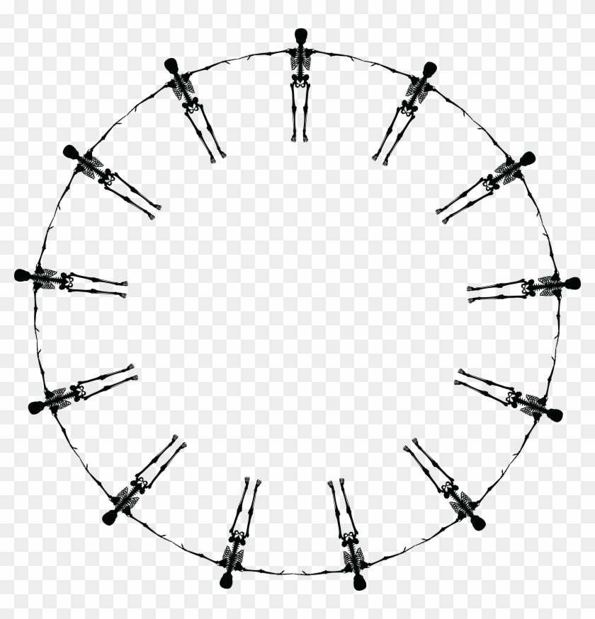 Free Clipart Of A Black And White Round Skeleton Border - Transparent ...