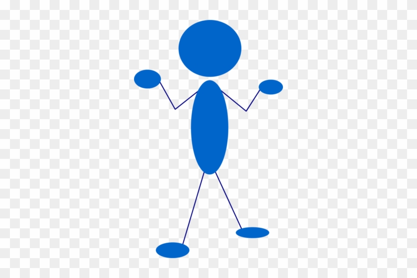 Clueless Blue Man - Stick Figure Pointing To Self - Full Size PNG ...