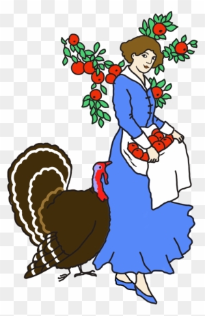 Woman With Apples And Turkey - Cartoon - Free Transparent PNG Clipart ...