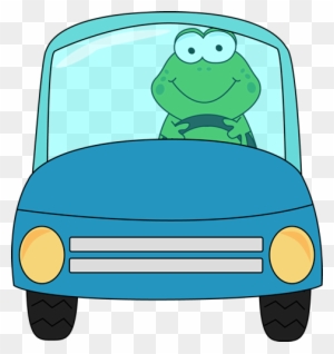 Black And White Frog Driving A Car Clip Art - Frog In Car Clip Art ...