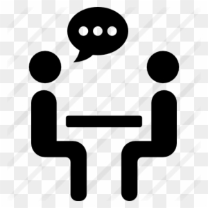 Two Persons Talking Sharing Sitting On A Table - Interviews Icon - Free ...