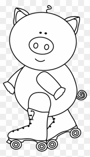 Skates Clipart Black And White Pig