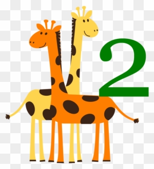 Two Giraffes Animals Clip Art - Number 2 With Animals - Free ...