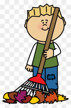 Raking Leaves Royalty Free Vector Clip Art Illustration - Man With A ...