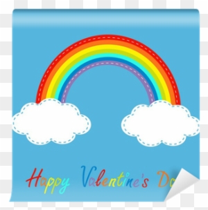 Rainbow And Clouds In The Sky Background Vector Wall - Sky - Free ...