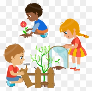 Children Planting Clipart