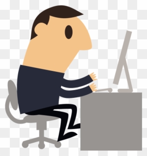Man With Computer Cartoon - Free Transparent PNG Clipart Images Download
